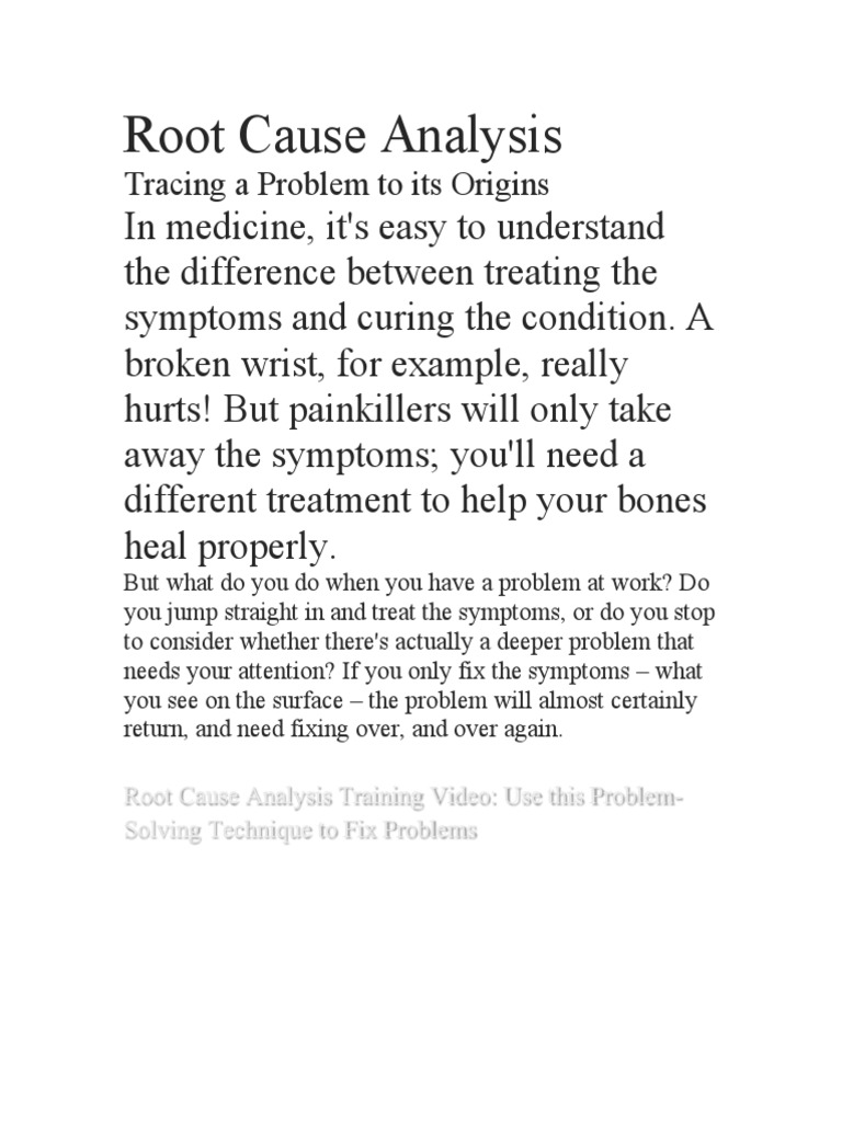 Root Cause Analysis Tracing A Problem To Its Origins Pdf Causality 3328
