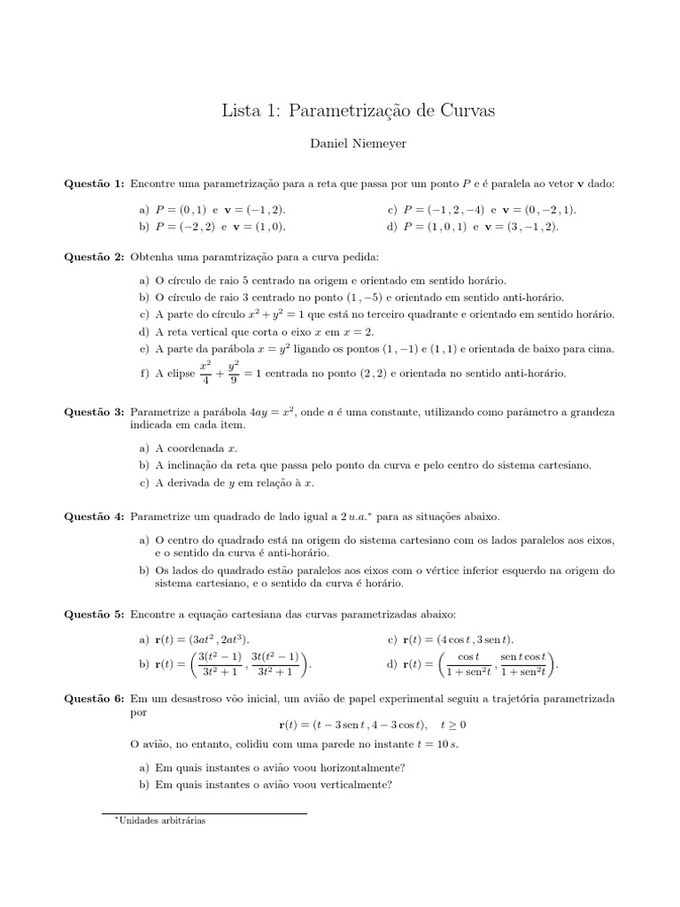 Cópia de Lista1-Parametrizacao de Curvas PDF | PDF | Sistema de ... Cópia de Lista1-Parametrizacao de Curvas PDF | PDF | Sistema de ...