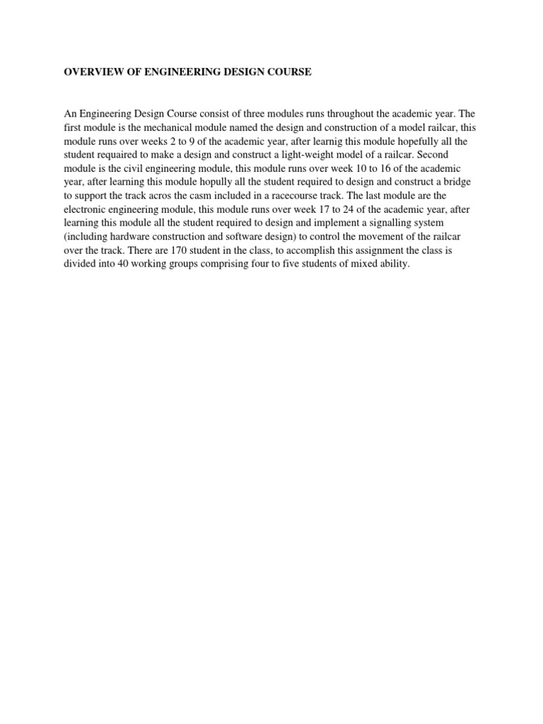 Overview of Engineering Design Course | PDF