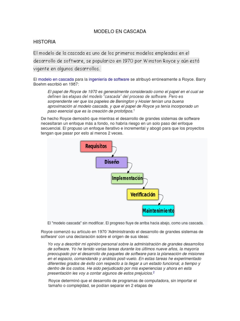 El modelo en cascada: Origen, características y etapas del primer ...