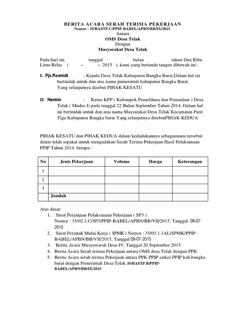 Serak Teriama, BASPK, SP2K Ds - Telak | PDF | Politik