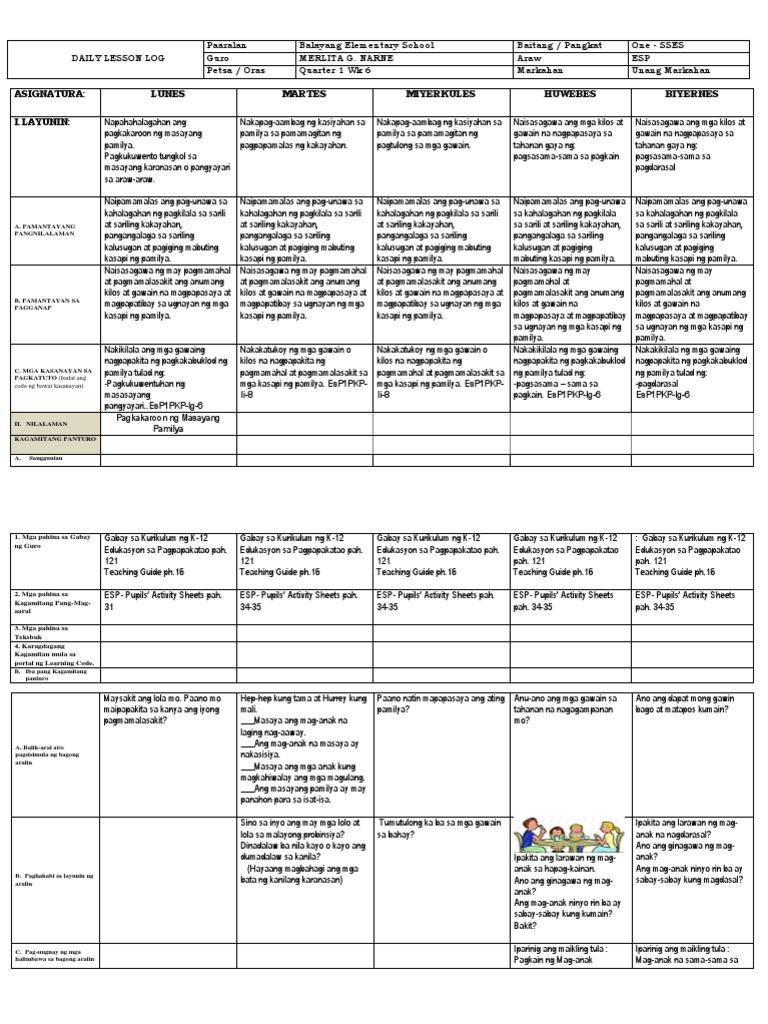 DLL 1st Quarter Wk6 Esp | PDF
