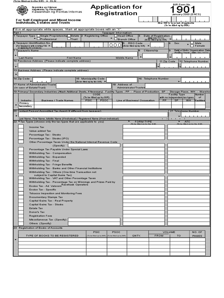 1901 Application For Registration (ENCS) 2000 | PDF | Capital Gains Tax ...