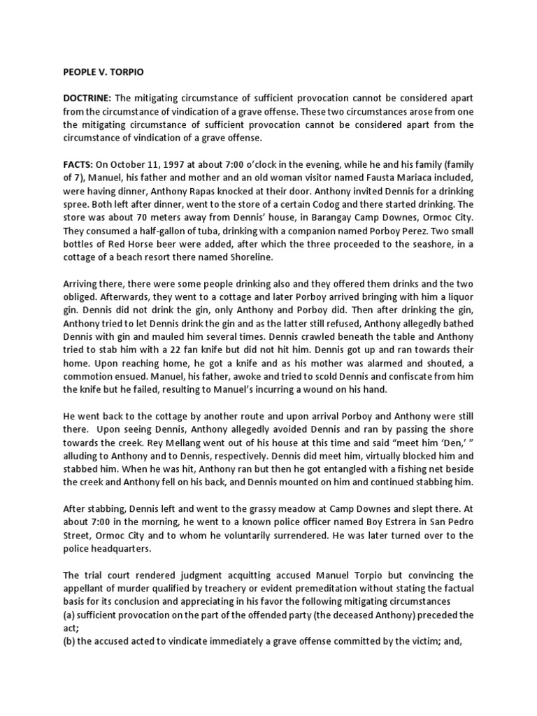 Mitigating Circumstances in Homicide Case | PDF | Mitigating Factor ...