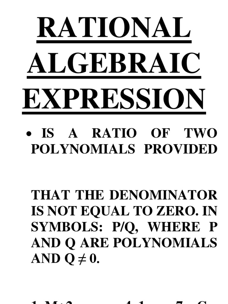 Rational Algebraic Expression | PDF