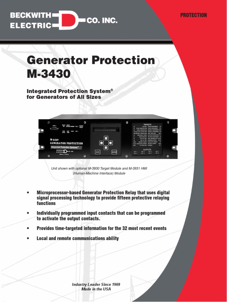 Generator Protection M 3430 | Download Free PDF | Root Mean Square | Relay
