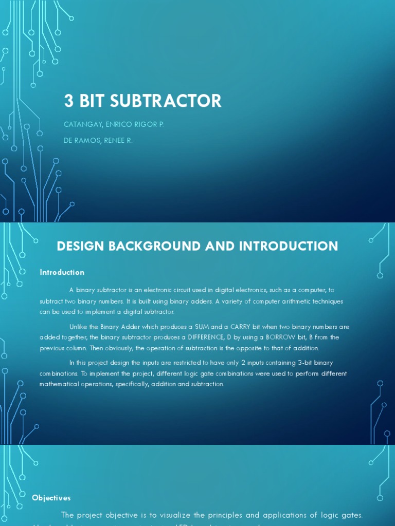 3 Bit Subtractor | Download Free PDF | Logic Gate | Subtraction