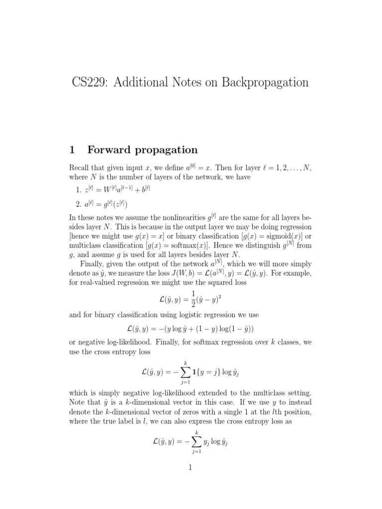 Additional Notes On Backpropagation | PDF | Statistical Classification ...
