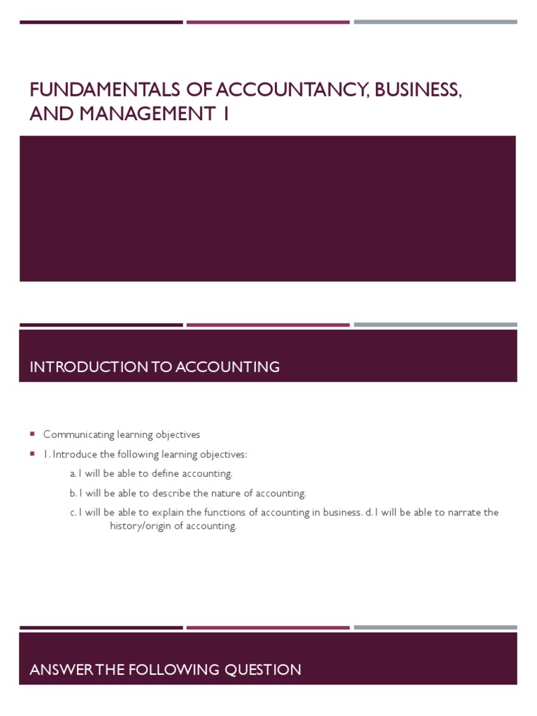 Fundamentals of Accountancy, Business, and Management | PDF ...