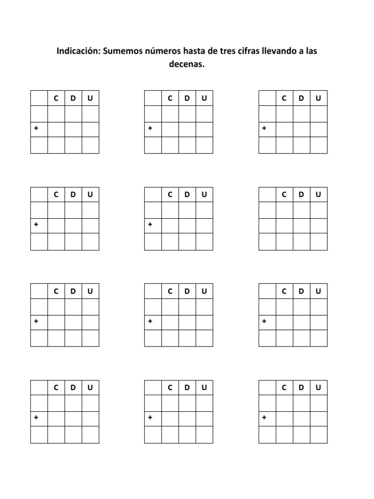 Sumando Decenas y Centenas | PDF