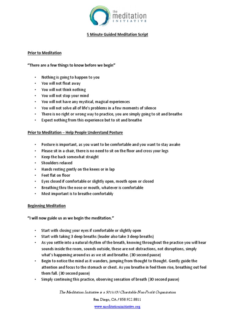 Jeffrey Zlotnik - 5 Minute Meditation Script 09-20-15 PDF | PDF ...