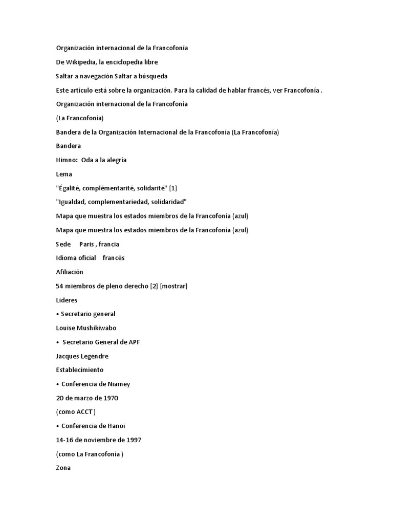 Organización Internacional de la Francofonía | PDF | Idioma francés ...
