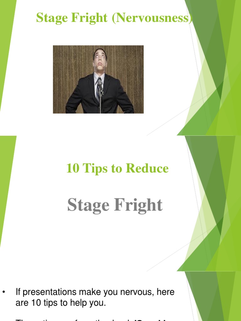 Tips to Manage Stage Fright | PDF | Relaxation (Psychology) | Anxiety