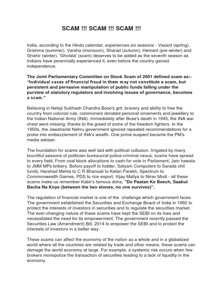 Scam !!! Scam !!! Scam !!! | PDF | Securities (Finance) | Market ...