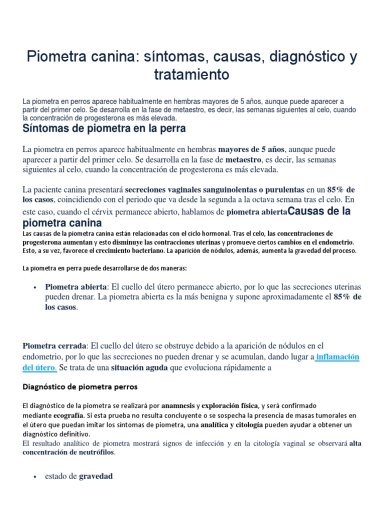 Tratamiento para Perras Con Piometra | PDF | Reproducción humana ...