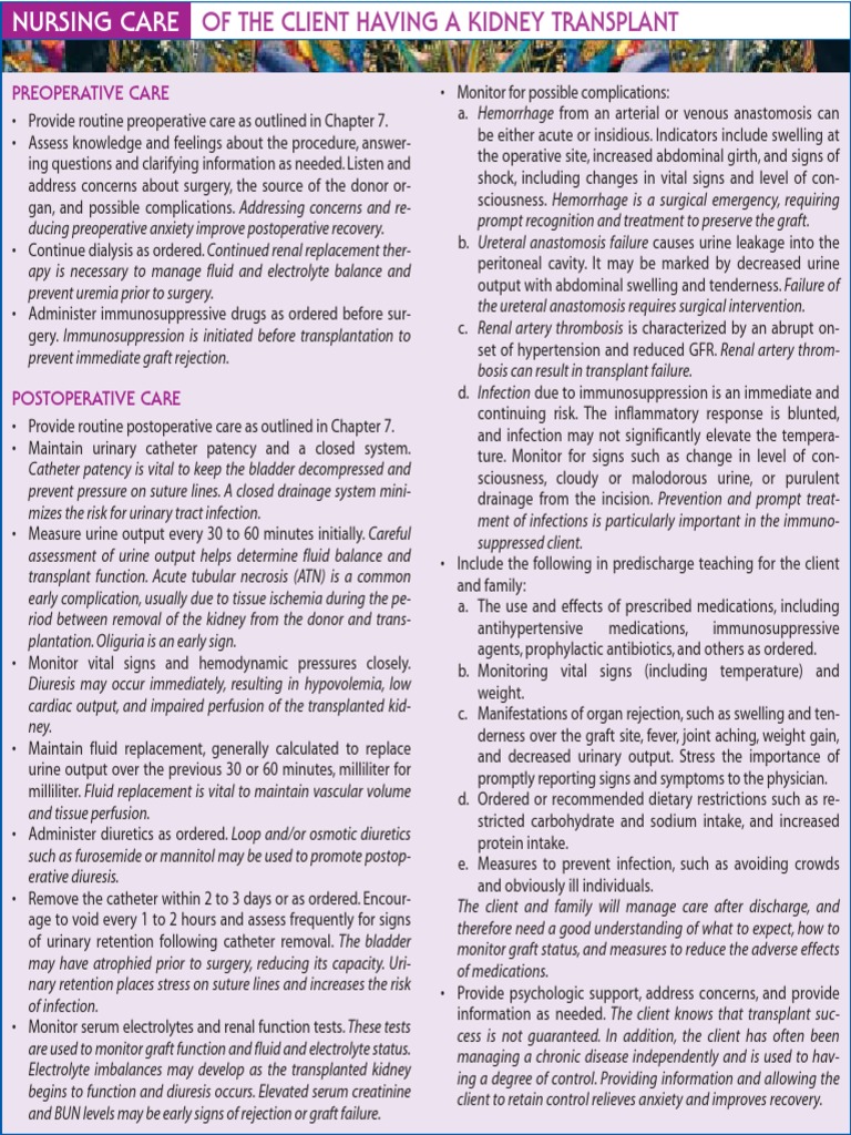 Kidney Transplant Nursing Care | PDF | Kidney Transplantation | Kidney