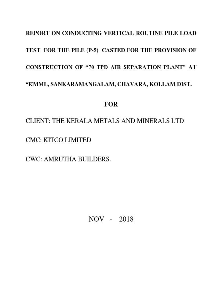 Vertical Routine Pile Load Test Report | PDF | Deep Foundation | Nature