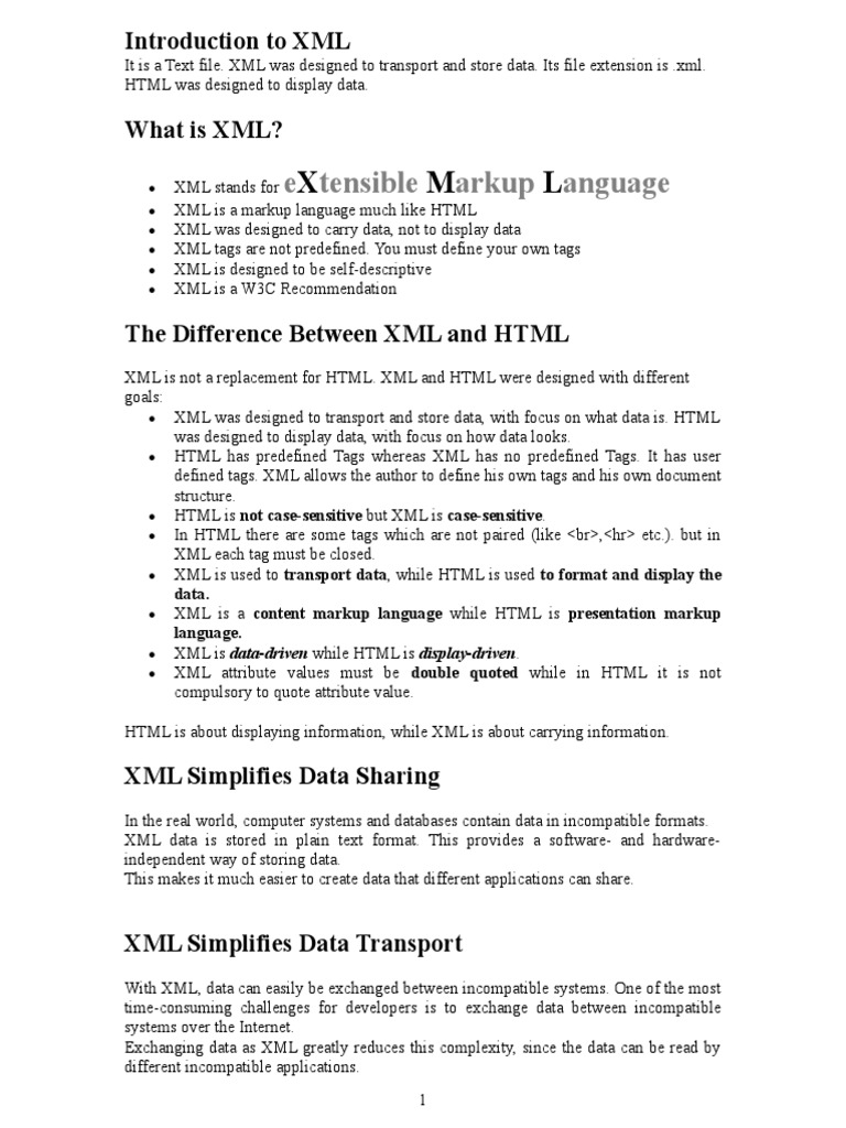 Introduction To XML | Download Free PDF | Html Element | Html