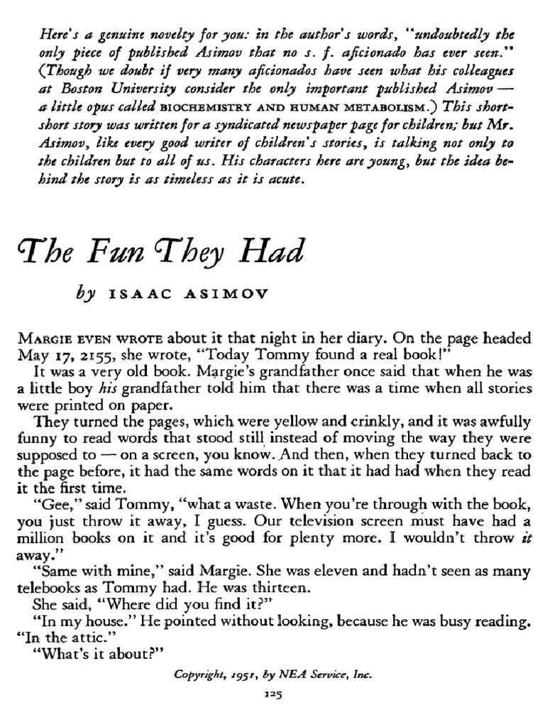 The Fun They Had by Isaac Asimov | PDF