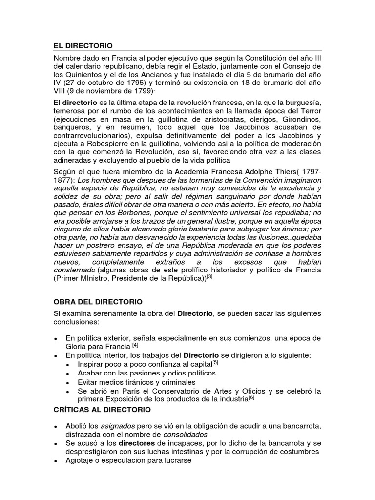 El Directorio: Un gobierno de transición en la Revolución Francesa ...