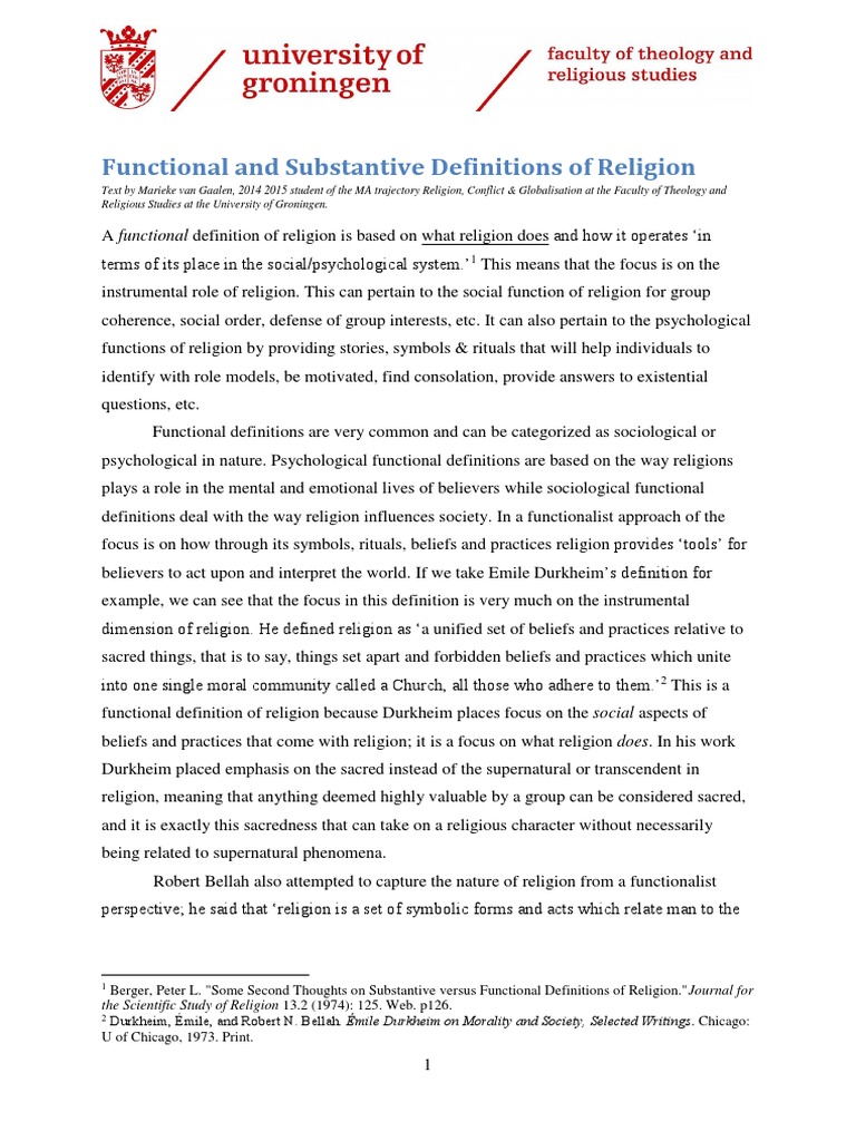 Functional vs. Substantive Definitions of Religion | PDF | Religious ...