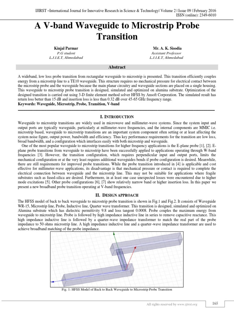 A V-Band Waveguide To Microstrip Probe Transition | PDF | Waveguide ...