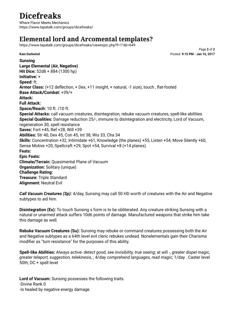 Dicefreaks - Elemental Lord and Arcomental Templates - Page 2 | PDF ...