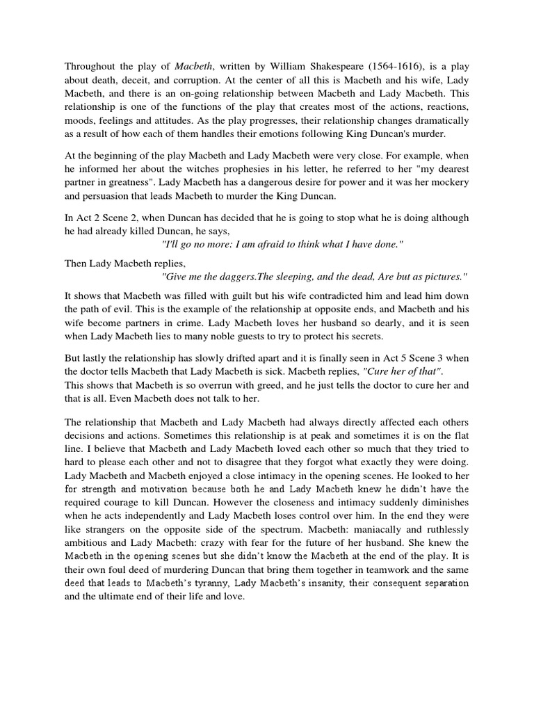 Relationship Between Macbeth and Lady Ma | PDF | Macbeth