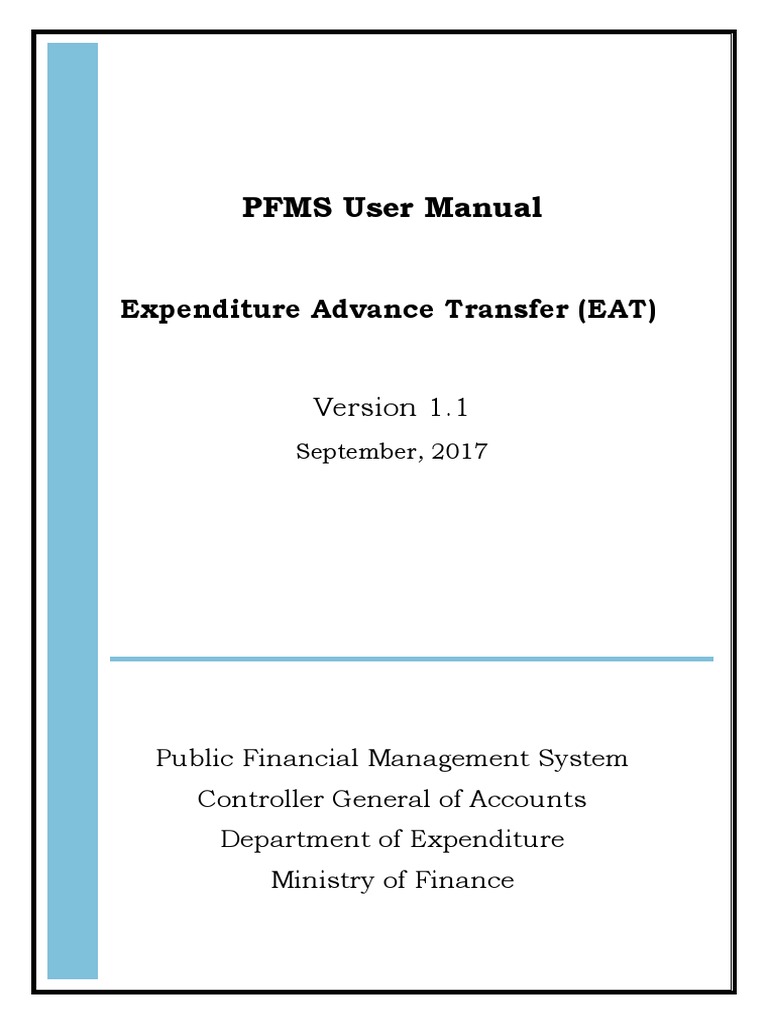 Pfms User Manual-Eat | PDF | Cheque | Payments