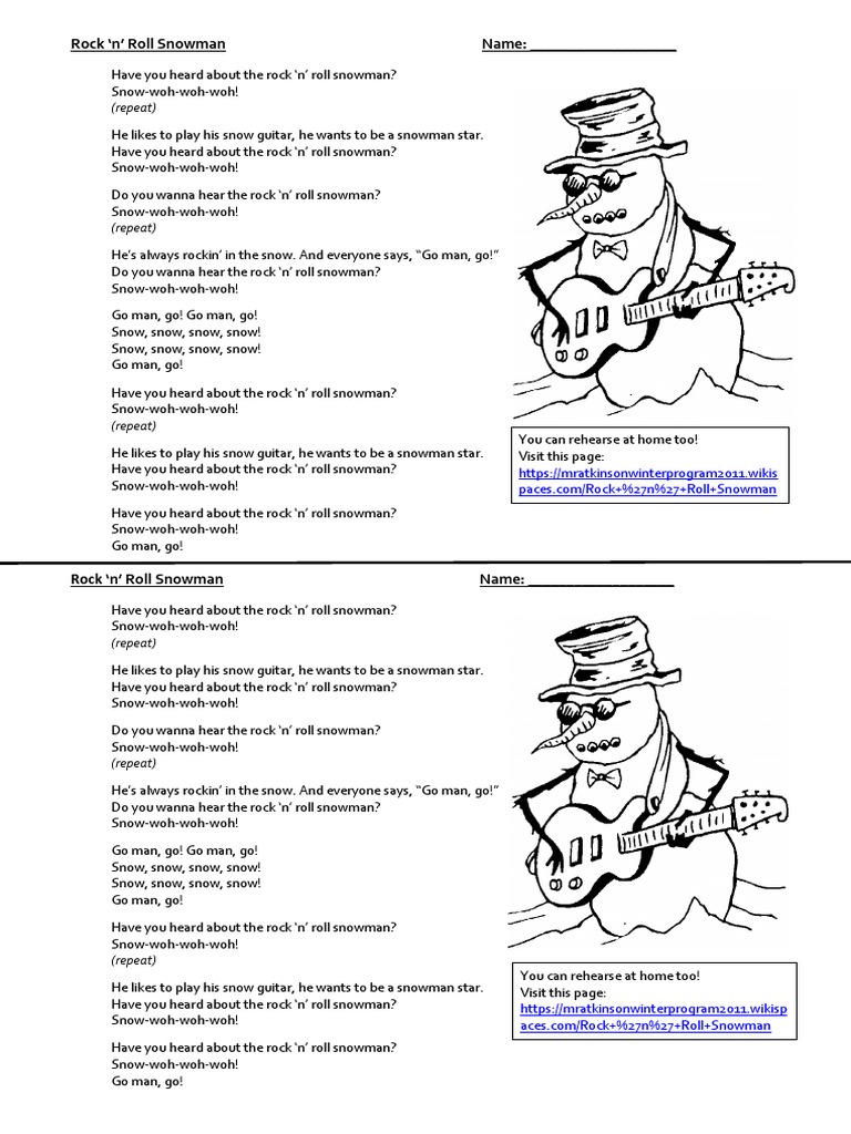 RocknRollSnowman Lyrics | PDF | Rock Music | Recorded Music