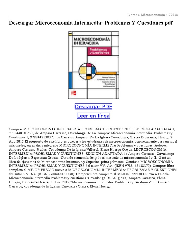 Microeconomia Intermedia Problemas Y Cuestiones | PDF Microeconomia Intermedia Problemas Y Cuestiones | PDF