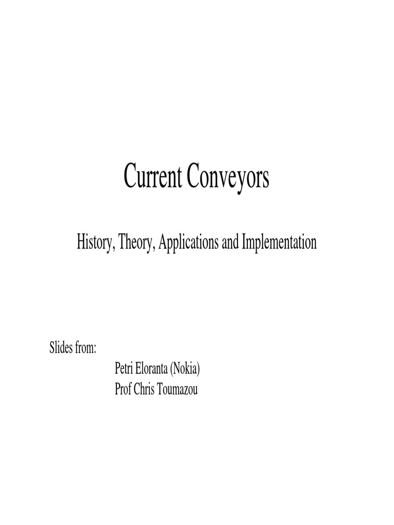 Current Conveyors | PDF | Operational Amplifier | Amplifier