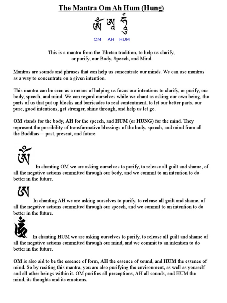 The Mantra Om Ah Hum | PDF