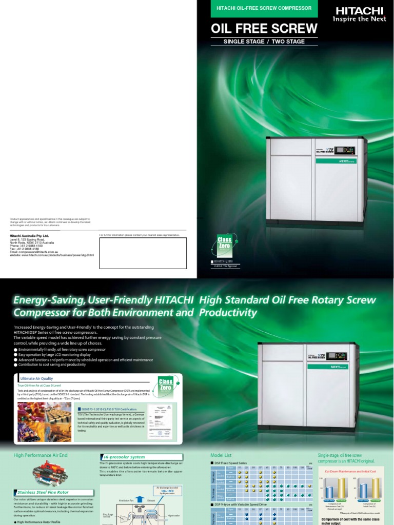 Oil Free Screw Compressor Brochure PDF | PDF | Energy Conservation ...