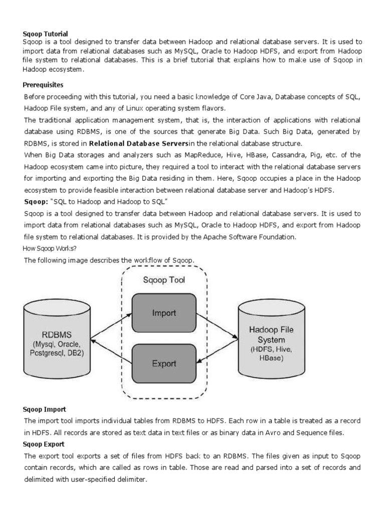 Sqoop Tutorial Sqoop Sql To Hadoop And Hadoop To Sql Pdf Apache