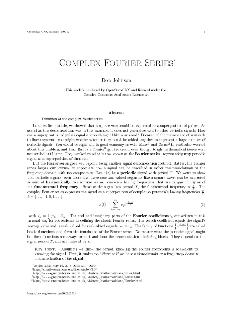 Complex Fourier Series 33 | PDF | Spectral Density | Fourier Series