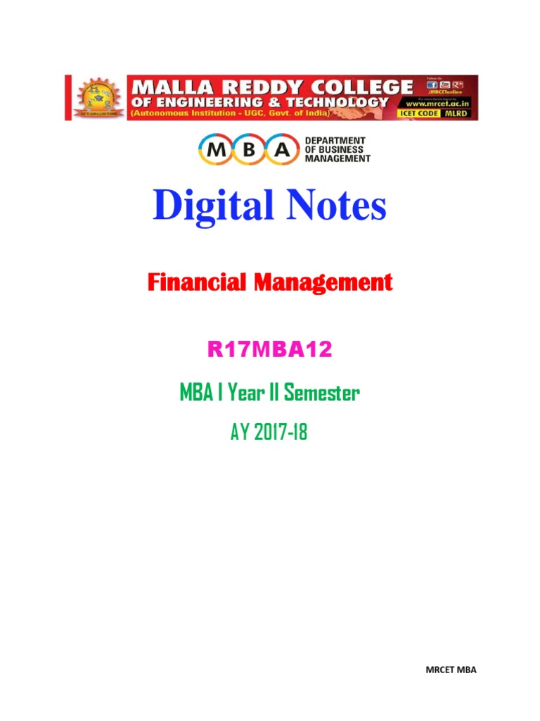 Digital Notes: Financial Management | PDF | Net Present Value ...