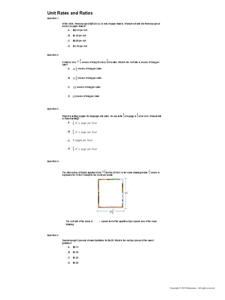 7.RP.A1 - Unit Rates & Ratios - 1 | PDF