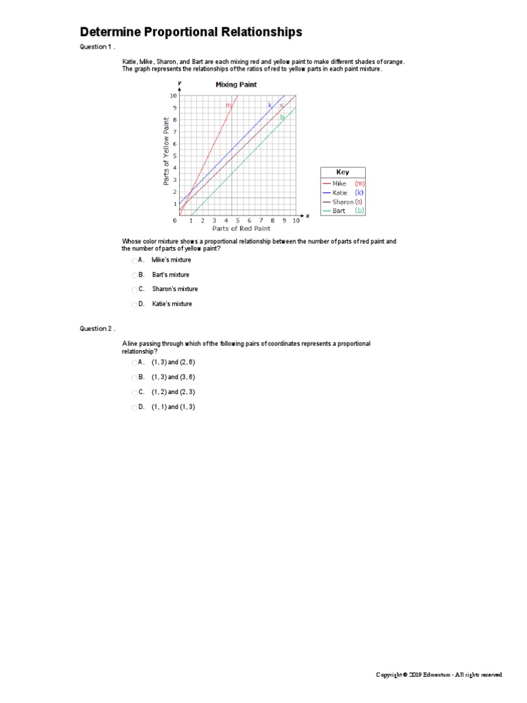 7.RP.A2a - Determine Proportional Relationships | PDF | Line (Geometry ...