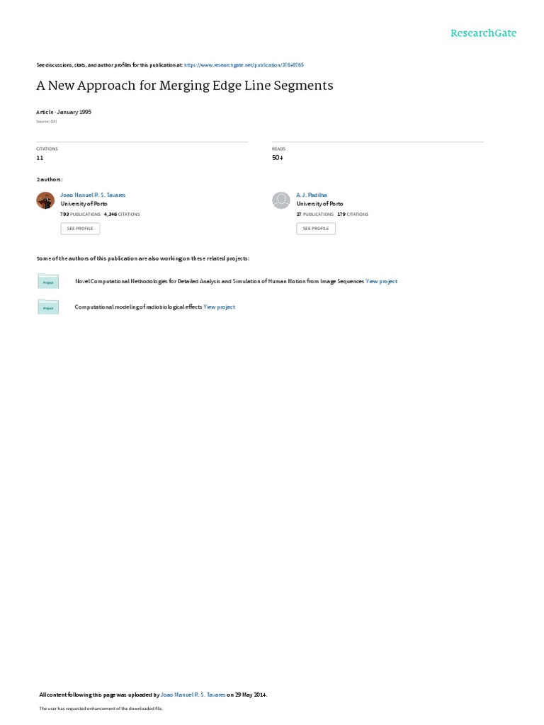 A New Approach For Merging Edge Line Segments | PDF | Space | Teaching ...