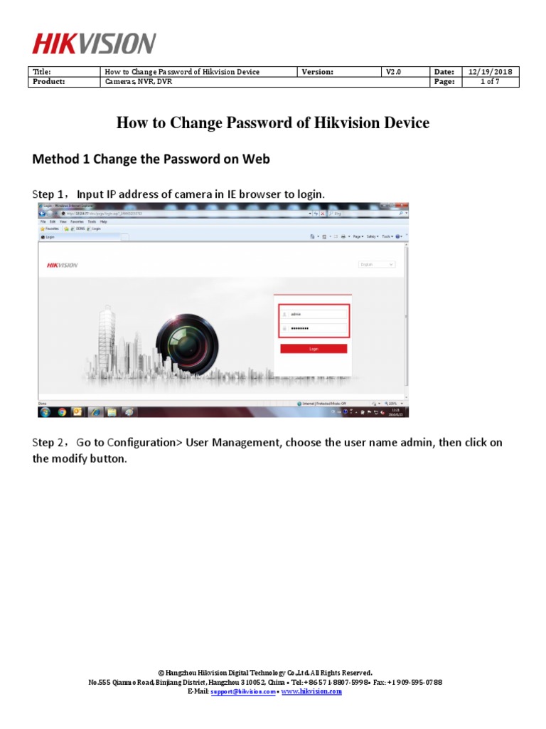 How To Change Password of Hikvision Device | PDF | Password | Computer ...