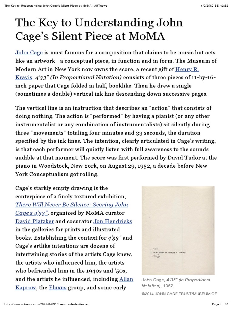 The Key To Understanding John Cage's Silent Piece at MoMA - ARTnews ...
