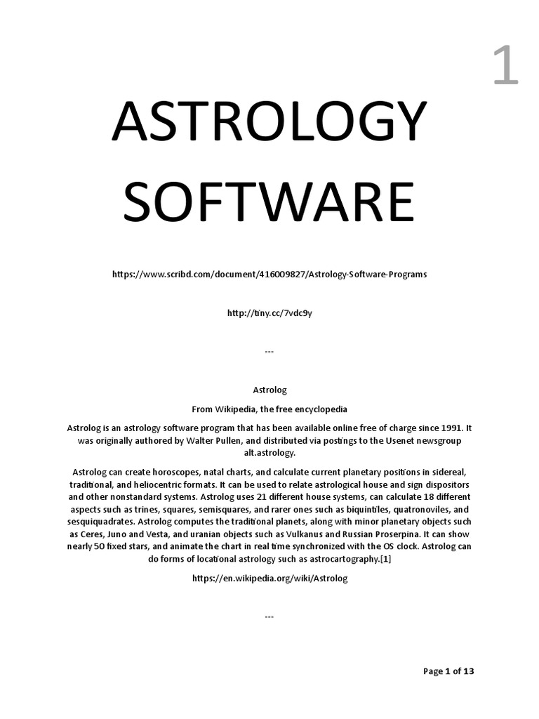 Astrology Software Programs | PDF | Horoscope | Astrology