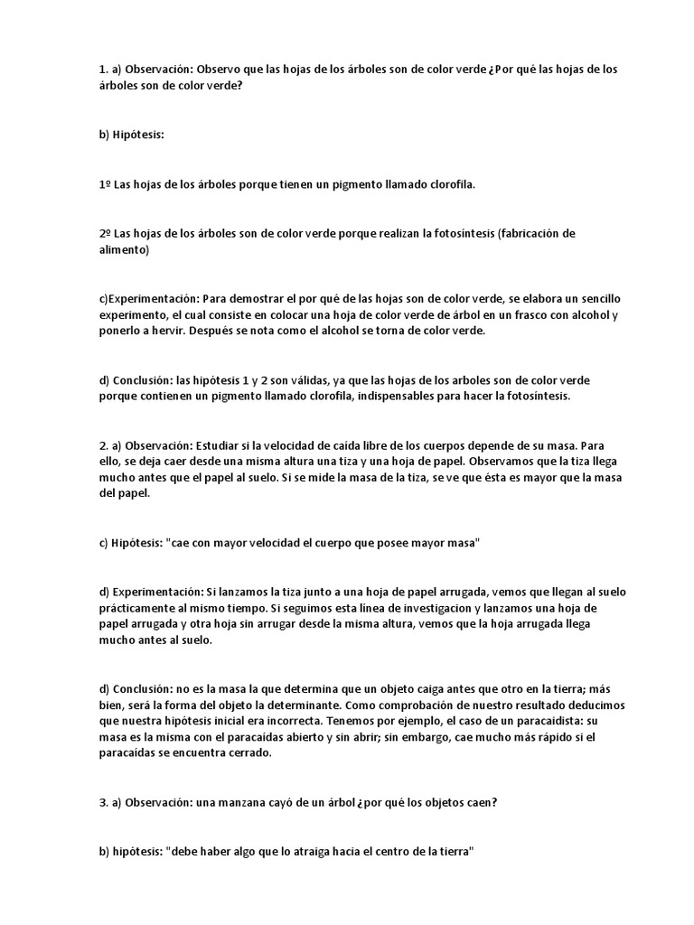 Metodo Cientifico | PDF | Masa | Hoja