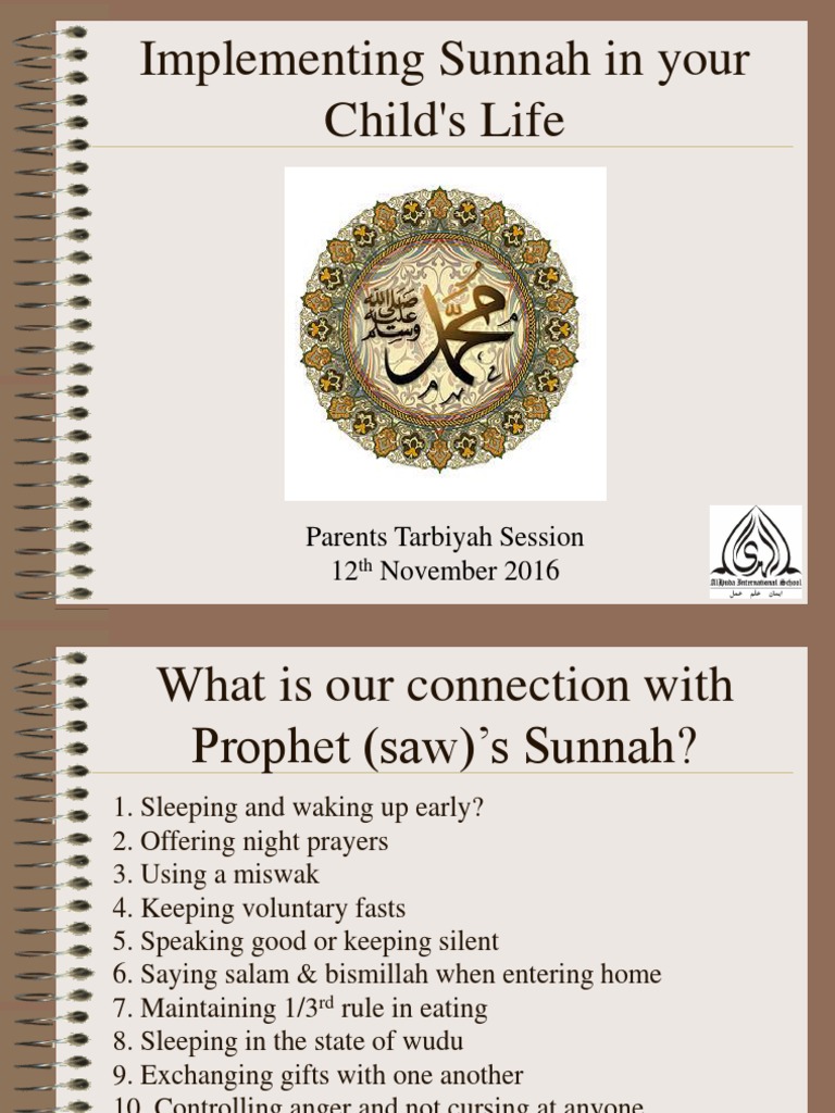 Implementing Sunnah in Your Childs Life Parents Tarbiyah Session 12 ...