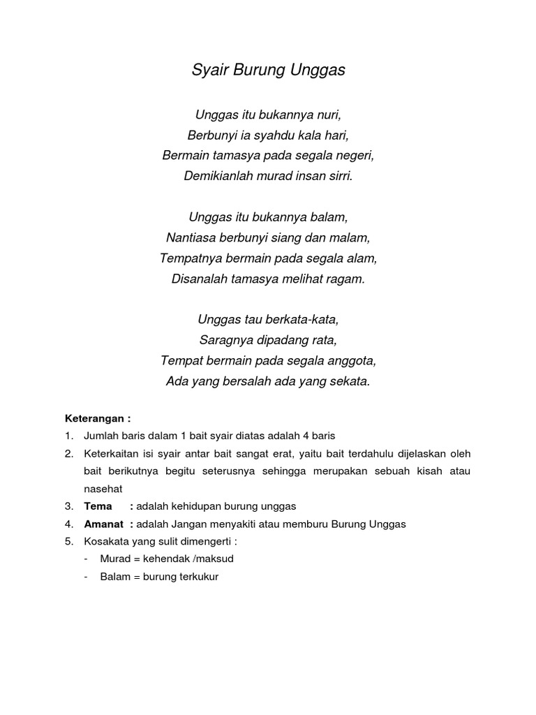 Syair Beserta Tema Dan Amanatnya | PDF | Puisi