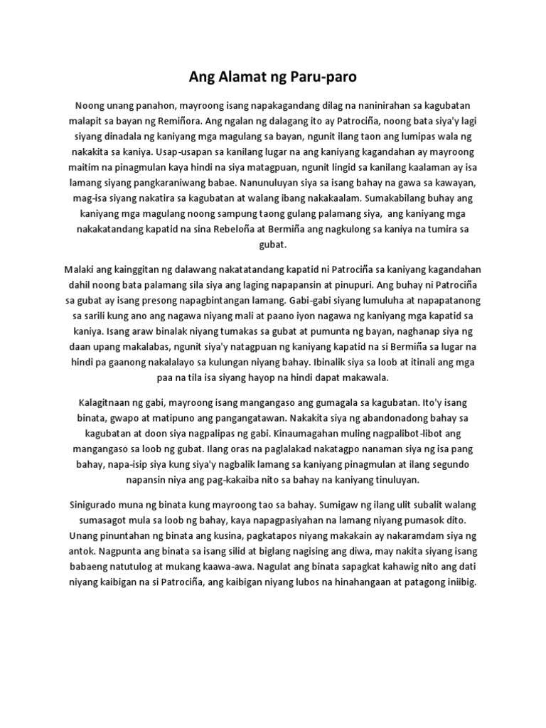 Ang Alamat Ng Paru Paro Pdf