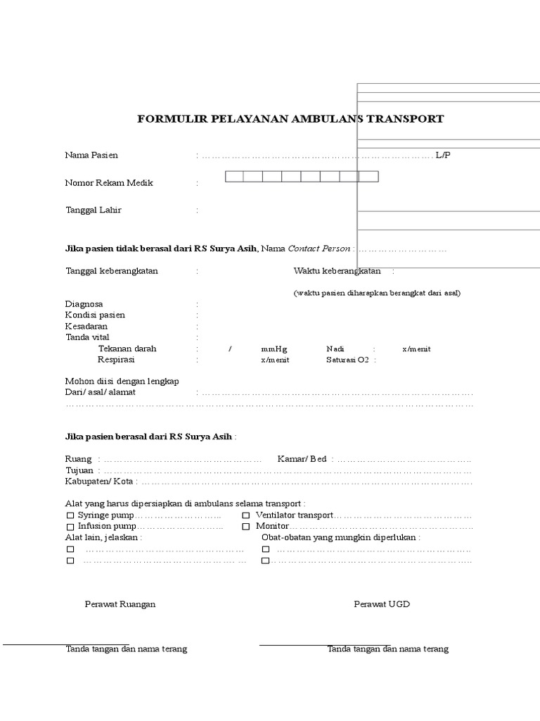 Form Ambulans | PDF