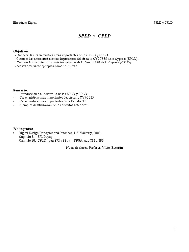 SPLD y CPLD # 1 | PDF | Arreglos de compuertas lógicas programables en ...