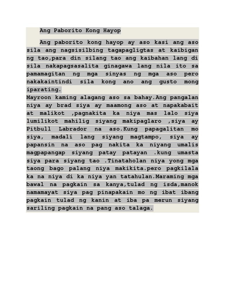 Ang Paborito Kong Hayop | PDF